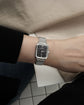 RUMTTON Black Mother of pearl women's Mesh band watch Silver