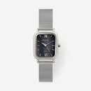 RUMTTON Black Mother of pearl women's Mesh band watch Silver